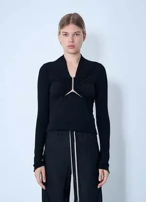 Rick Owens Allanah Long Sleeve Top With Cut-out Detail - Black