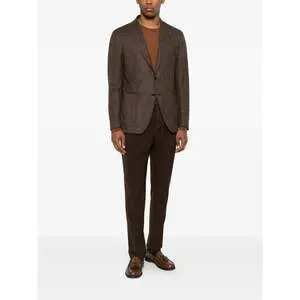 Tagliatore Checked Virgin Wool Blend Blazer - Brown