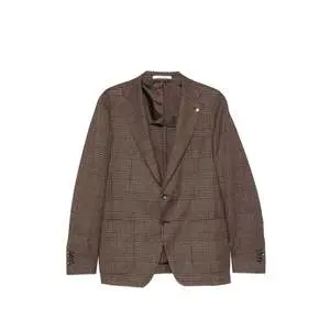 Tagliatore Checked Virgin Wool Blend Blazer - Brown