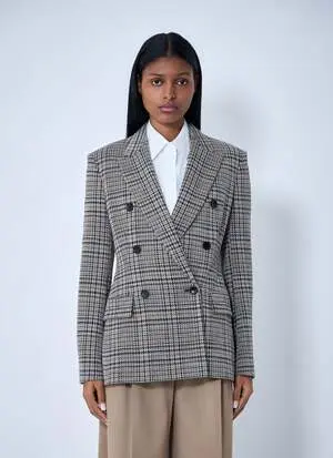 Max Mara Checked Wool Blend Double-breasted Blazer