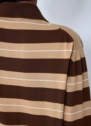 Miu Miu Cotton Striped Long Sleeve Polo Shirt - Brown