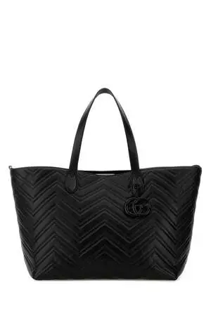 Gucci Leather Large Gg Marmont Shopping Bag - Black