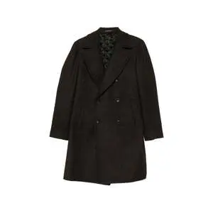 Tagliatore TAGLIATORE Double-Breasted Textured Wool Blend Coat Brown