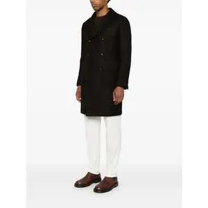 Tagliatore Double-breasted Textured Wool Blend Coat - Brown