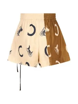 Celine Printed Silk Shorts
