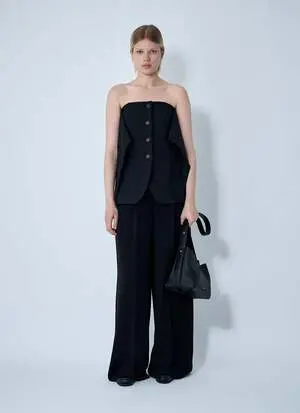 Max Mara Wool Waistcoat With Bow Detail - Black
