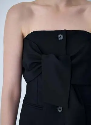 Max Mara Wool Waistcoat With Bow Detail - Black