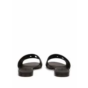 Dolce & Gabbana Flat Thong Sandals With Gold-tone Hardware - Black