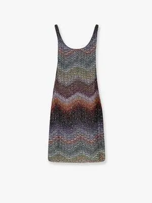 Missoni Sleeveless Sequined Zigzag Knit Dress