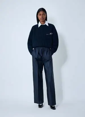 Prada Wool-and-cashmere Ribbed Crewneck Sweater