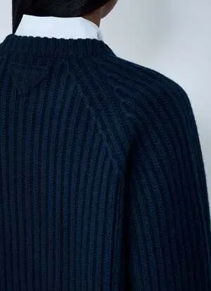 Prada Wool-and-cashmere Ribbed Crewneck Sweater