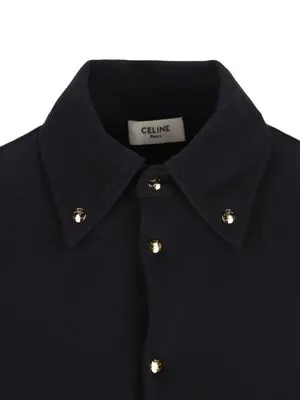 Celine Cotton Shirt With Embroidered Logo Detail