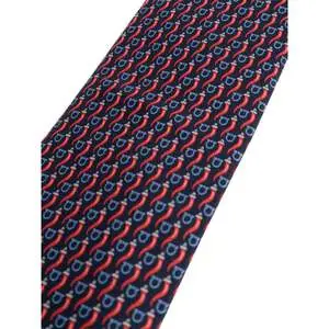 FERRAGAMO Navy Silk Chilli-pepper Print Neck Tie