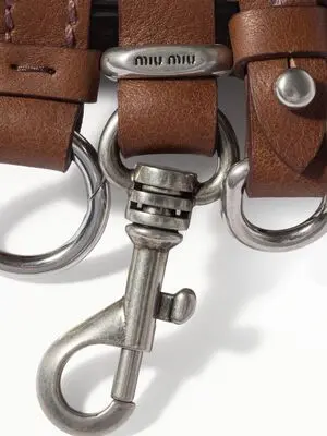 Miu Miu Leather Belt With Silver Tone Hardware