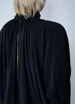 Max Mara Silk Blouse With V-neck And Self-tie - Black
