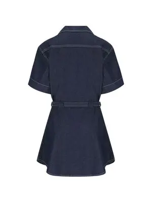 Celine Denim Short Dress With Belt