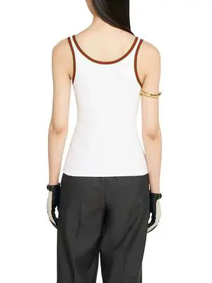 Gucci Ribbed Cotton Tank Top With Web Trim