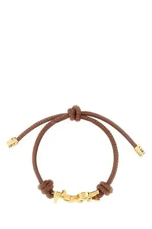 Saint Laurent Leather Cassandre Bracelet - Brown