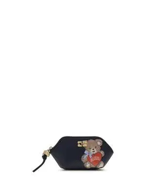 GANNI Bou Coin Purse With Teddy Bear Applique - Black
