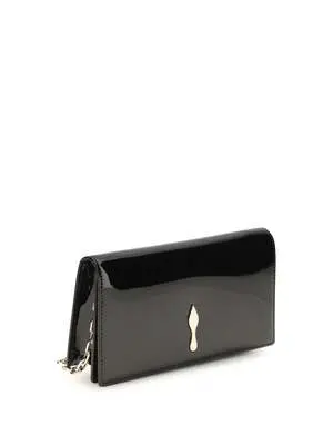 CHRISTIAN LOUBOUTIN Bettina Patent Calf Leather Shoulder Bag With Jewel Detail - Black