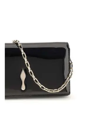 CHRISTIAN LOUBOUTIN Bettina Patent Calf Leather Shoulder Bag With Jewel Detail - Black