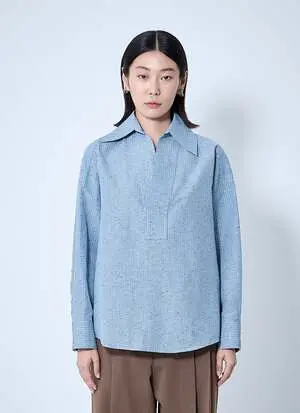 Bottega Veneta Striped Cotton-linen Blend Shirt - Blue