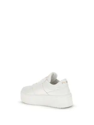 Prada Downtown Bold Perforated Leather Platform Sneakers - White