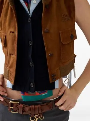Miu Miu Cashmere V-neck Cardigan With Logo Detail - Multicolor