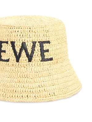 Loewe Raffia Bucket Hat With Logo - Multicolor