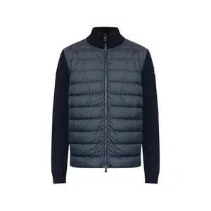 Moncler Ribbed Knit Padded Front High Neck Zip Cardigan