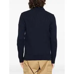 Moncler Ribbed Knit Padded Front High Neck Zip Cardigan