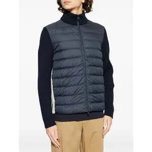 Moncler Ribbed Knit Padded Front High Neck Zip Cardigan