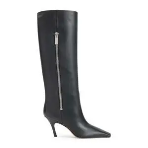 Amina Muaddi Mona 80 Leather Boots - Black