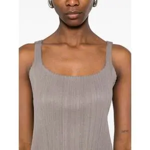 Giorgio Armani Brown Pleated Asymmetrical Fastening Long Sleeve Cropped Top