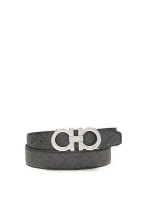 FERRAGAMO Ferragamo Reversible And Adjustable Gancini Belt Black