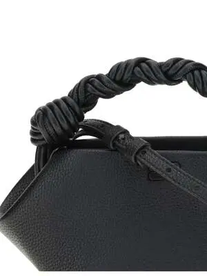 GANNI Bou Mini Handbag In Textured Leather - Black