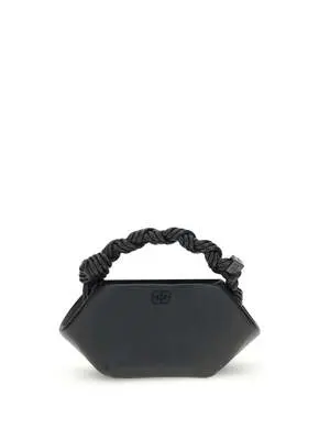 GANNI Bou Mini Handbag In Textured Leather - Black