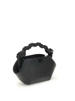 GANNI Bou Mini Handbag In Textured Leather - Black