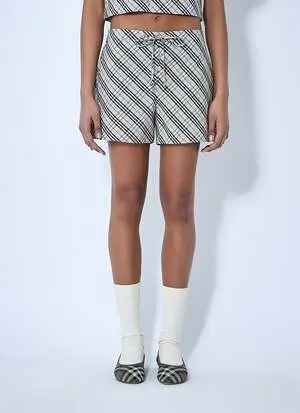 Burberry Check Drawstring Shorts - Cream