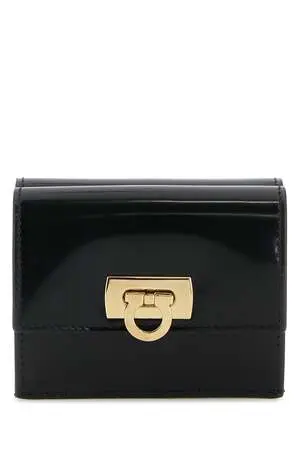 FERRAGAMO Salvatore Gancini Clasp Wallet - Black