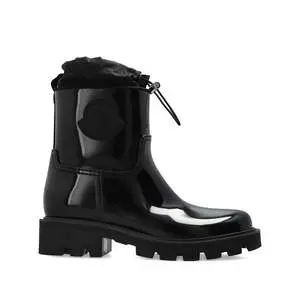 Moncler Ankle Boots With Drawstring Top And Logo Patch - Black