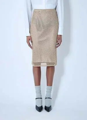 Prada PRADA Crochet Midi Skirt Cream