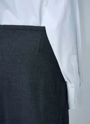 Prada Pleated Wool Skirt With Leather Belt