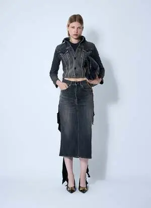 Balenciaga Lace-up Denim Skirt