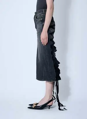 Balenciaga Lace-up Denim Skirt