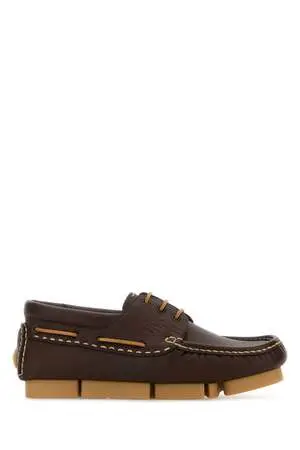 Fendi Chocolate Leather Deck Loafers - Brown