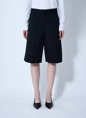 TOTEME Tailored Cotton-linen Blend Shorts - Black