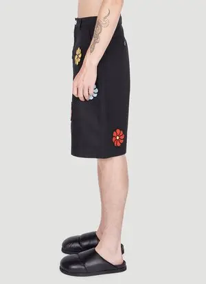 Moncler Jw Anderson Floral Embroidered Bermuda Shorts - Black