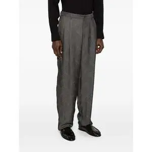 Giorgio Armani All-over Patterned Viscose Trousers - Gray