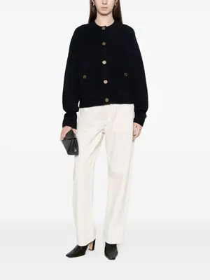 TOTEME Navy Blue Hammered Button Wool Cardigan - Multicolor